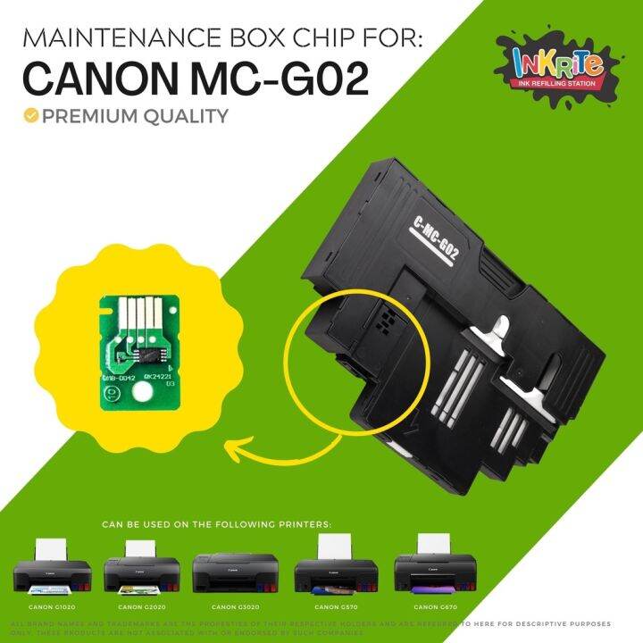 Inkrite MC-G02 Maintenance Box Chip for Canon G1020 G2020 G3020 G570 G670 | Lazada PH