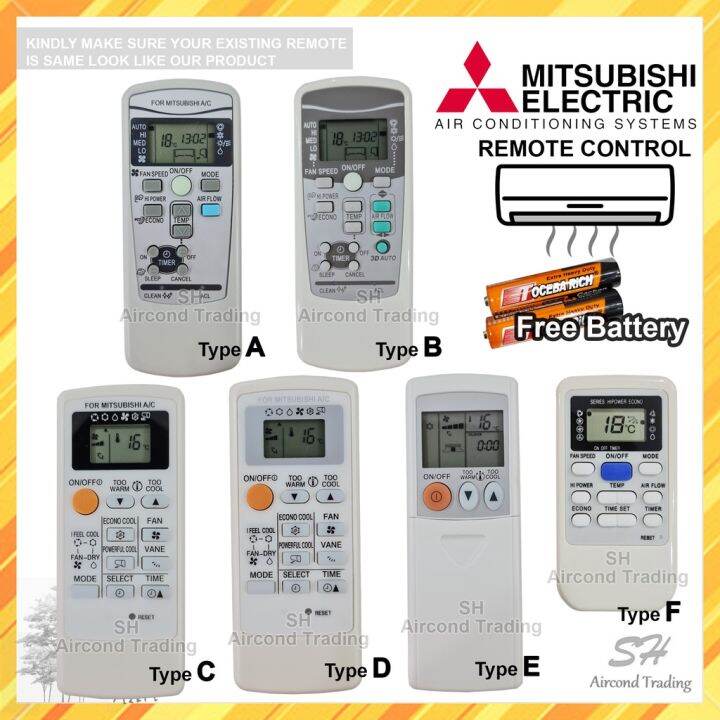 Mitsubishi Aircond Remote Control Replacement free Battery Mitsubishi ...