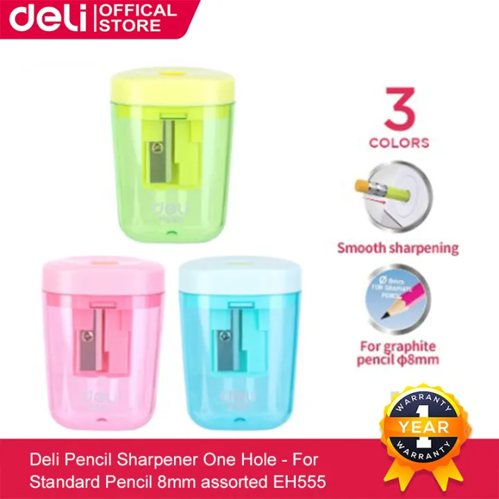 Deli Pencil Sharpener One Hole - For Standard Pencil 8mm assorted EH555 ...