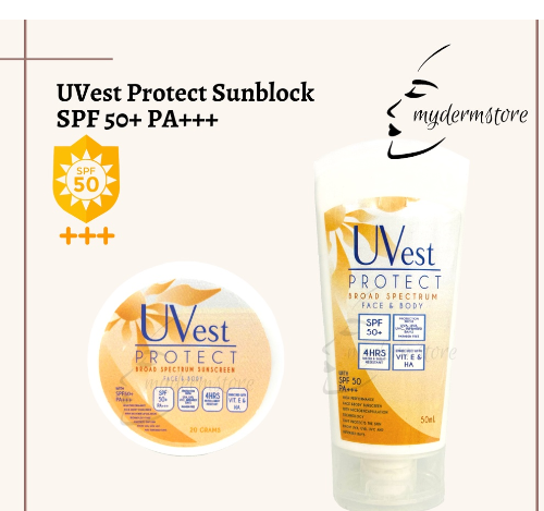 UVest Protect Sunblock SPF 50+ PA+++ 20g/50ml face body sunscreen ...