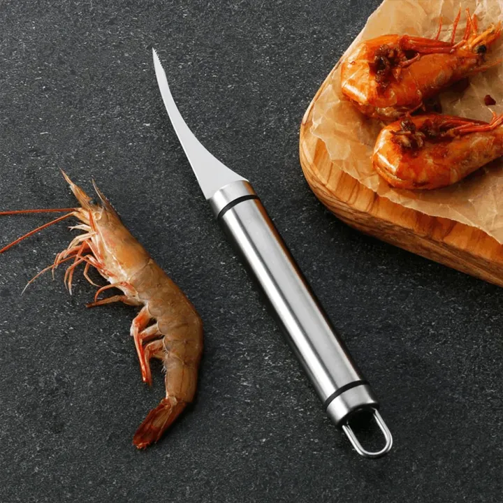 UNQCSA คู่มือการใช้งานของสเตนเลสสตีลที่ทำความสะอาดเกลียวกุ้งเครื่องมือแกะกุ้ง | Lazada.co.th