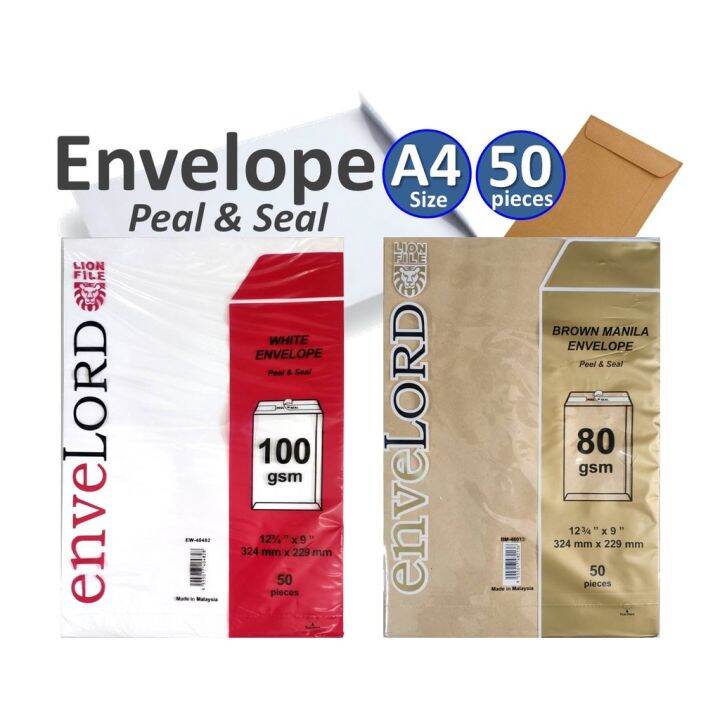 Envelope A4 Size White Brown Peal & Seal Self Stick 50 pieces pack ...