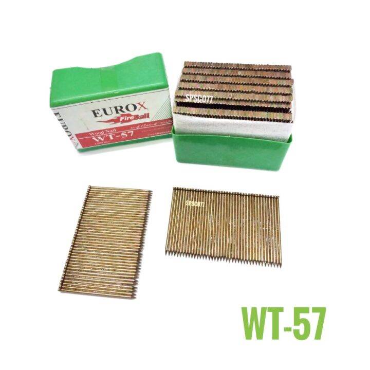 EUROX WT57 ตะปูยิงไม้ สีทอง ลูกแม็ก ปืนลม ชนิด ขาเดี่ยว WT 57 (บรรจุ1000 นัด/กล่อง) **ใช้กับปืน ...