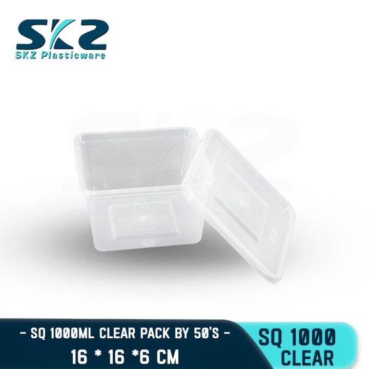 SKZ CLEAR SQUARE CONTAINER SERIES SQ1000 1000ml ENVIRONMENTAL FRIENDLY ...