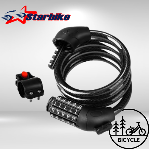5 Numbers Password Bicycle Lock Steel Cable Locks For Bike Cycling ...