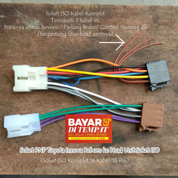 Soket PNP Toyota Innova Reborn ke Head Unit ISO Full 16 Kabel | Lazada ...