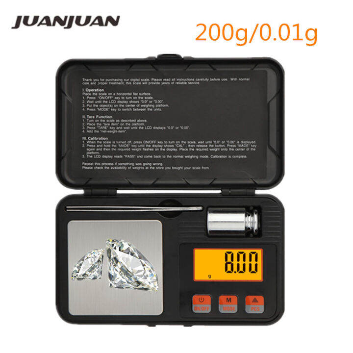 200g/0.01g Digital Jewelry Scale With Backlight Mini Pocket Weight Precision Portable Accurate ...