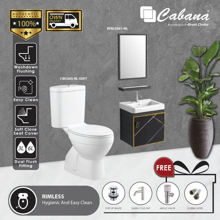CABANA CWC605-RL-SOFT Two Piece WC toilet cabinet set aluminium ...
