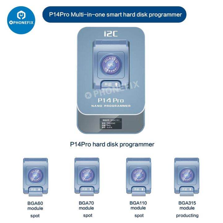 I2C P14 Pro BGA110 /70/60 Nand Programmer for iPhone 6S -14PM One Click ...
