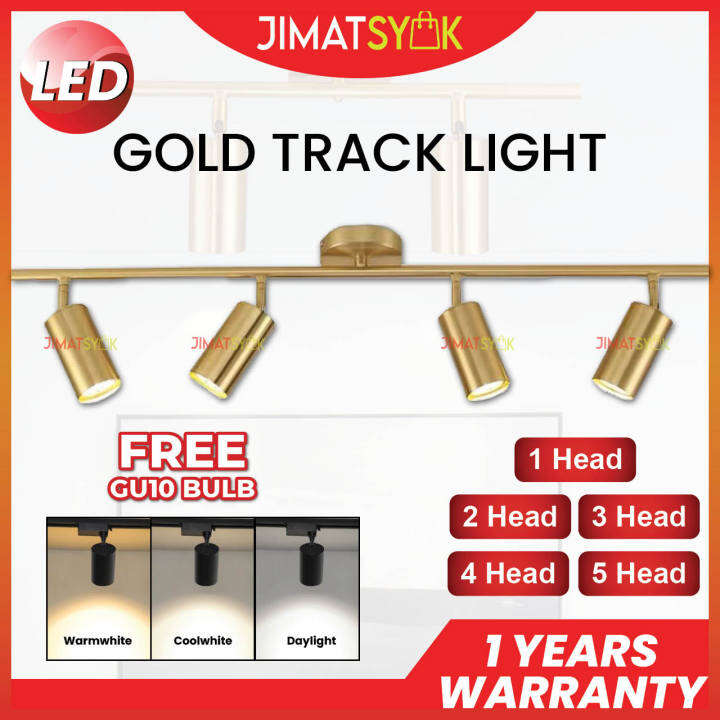 [FREE BULB] LED Gold Track Light with GU10 Bulb Spot Tracklight Rail ...