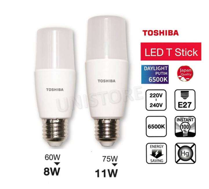 TOSHIBA LED T Stick Bulb E27 8w / 11w 6500K Daylight | Lazada