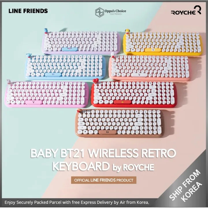 ★RE-STOCKED LINE FRIENDS x ROYCHE BT21 Wireless Retro Keyboard ...