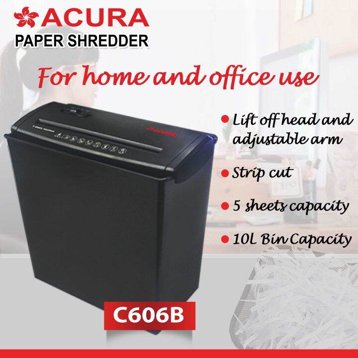 Acura Paper Shredder Strip Cut 5 Sheet Capacity Shredding Machine 220V ...