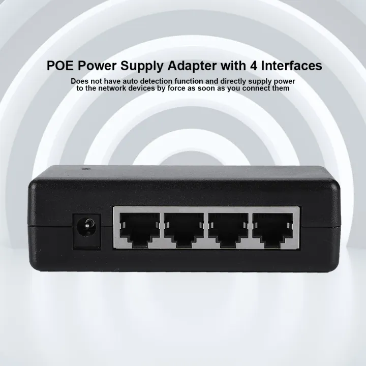 DC12V-48V 4 Port PoE Power Adapter PoE Ethernet Power Supply Injector ...
