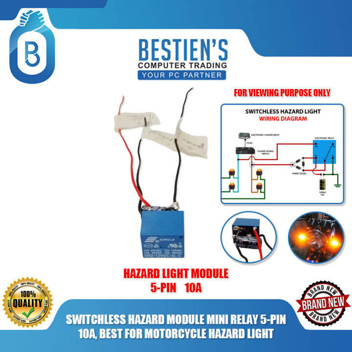 SWITCHLESS HAZARD MODULE MINI RELAY 5-PIN 10A, BEST FOR MOTORCYCLE ...