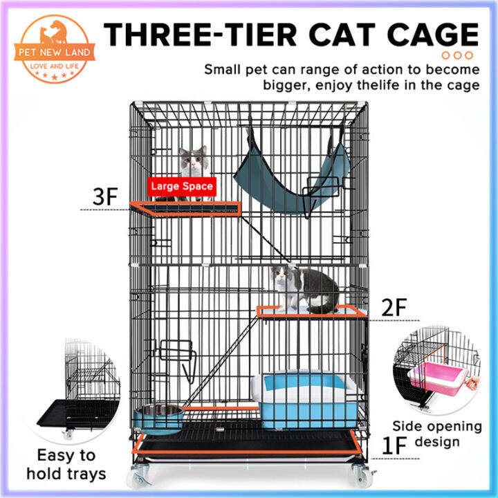 Pet New Land Cat cage 3 layes Foldable Easy Assemble cage for cat 2/3 ...