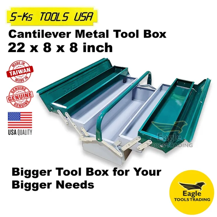 Big Cantilever Metal Tool Box (22x8x8) Sks Tools USA Heavy Duty Metal ...