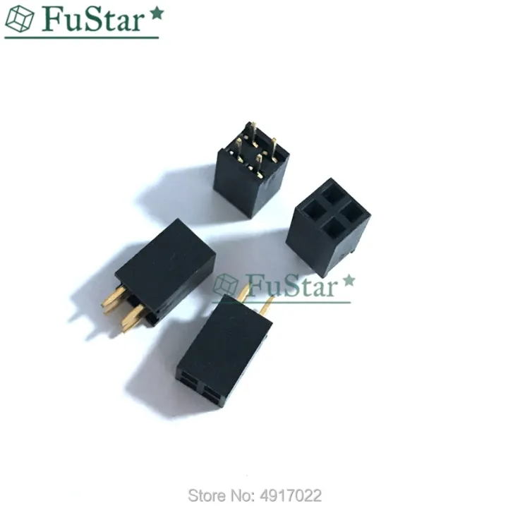 100PCS 2x2 4 Pin 2.54mm Double Row Female Straight Header Pitch Socket ...
