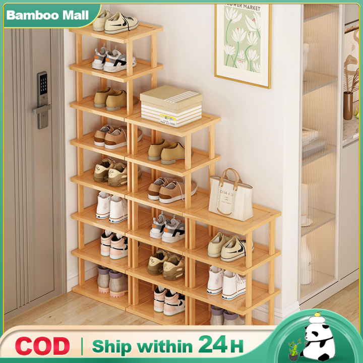 Bamboo Shoe Rack Organizer 5/6/7/8/9 Layers Simple Dormitory Bedroom ...