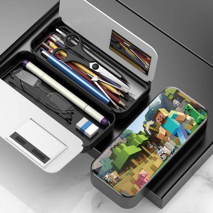 Minecraft Stationery Box Primary School Students Pencil Case Double ...