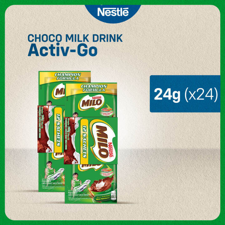 Milo Activ-Go Choco Malt Powdered Milk Drink 24g- Pack of 24 | Lazada PH