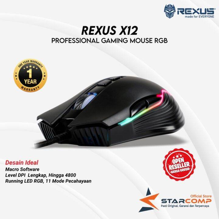 Rexus X12 Xierra Professional Gaming Mouse RGB | Lazada Indonesia