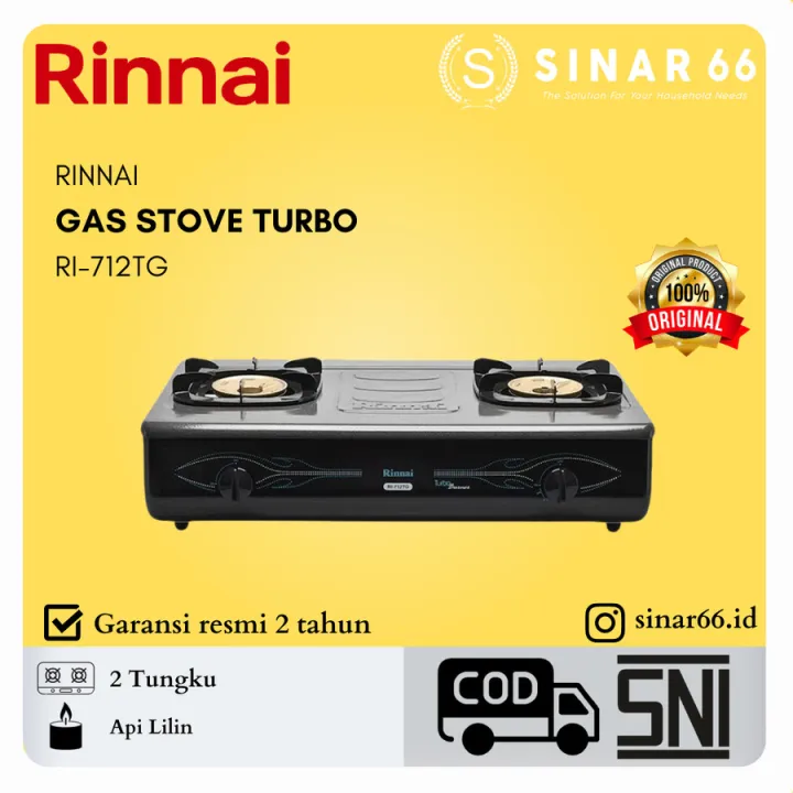 RINNAI KOMPOR GAS STOVE 2 TUNGKU API TURBO RI 712TG 712 TG | Lazada ...