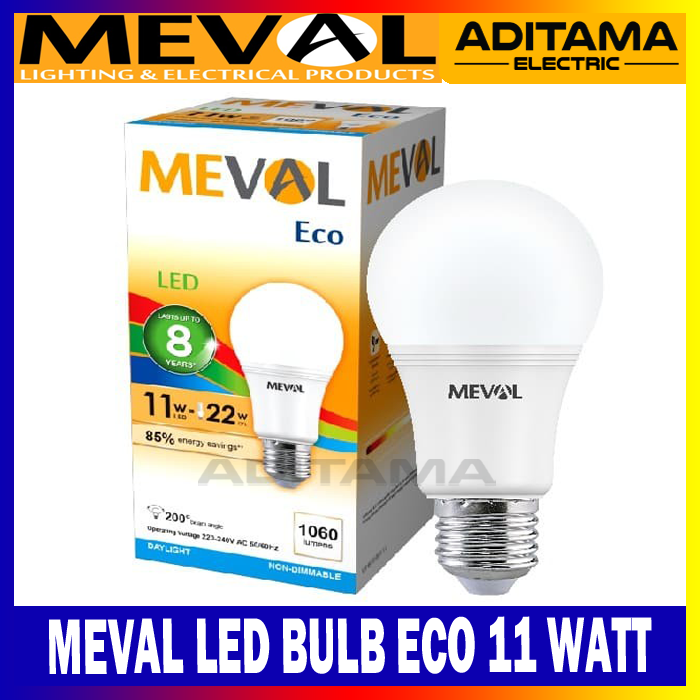 MEVAL LED BULB ECO 11 WATT WHITE/ LAMPU LED MEVAL ECO 11 WATT PUTIH ...