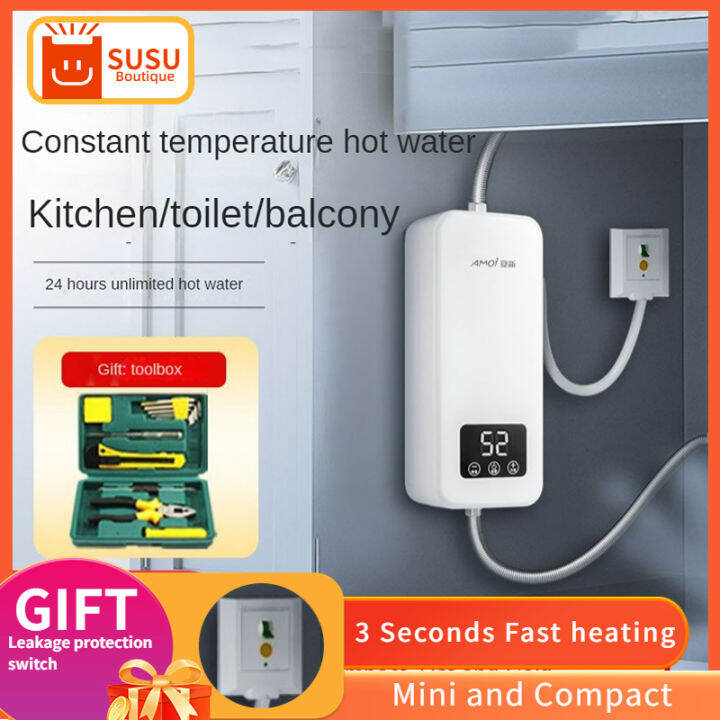 Speed electric water heater 5500W 220V household instant shower set LED digital display tankless ...