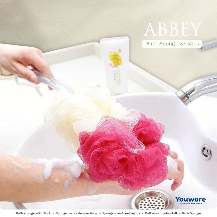 Spons Busa Mandi Tongkat Gagang / Sikat Mandi / Shower Puff Tiang ...