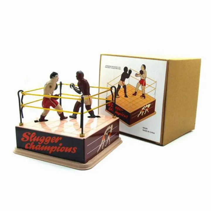 Vintage Tin Toy Boxing Ring Wrestling Boxers with Wind-Up Key Retro ...