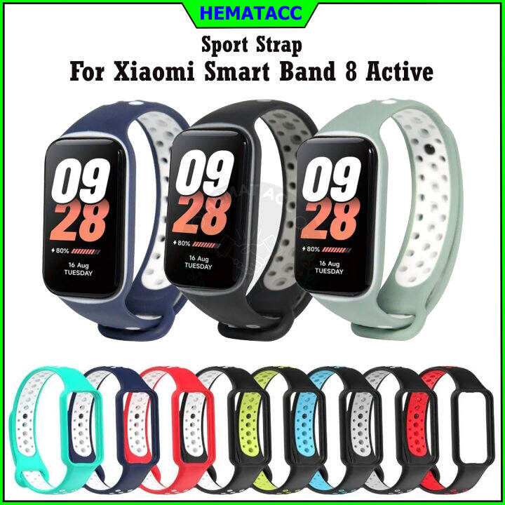 Strap Xiaomi Smart Band 8 Active Sport Anti Gerah Tali Jam Mi Band 8 Active two tone Hematacc ...