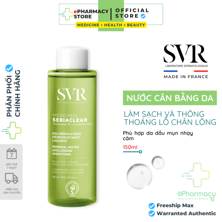 Toner SVR Sebiaclear Micro Peel nước cân bằng thanh lọc tẩy tế bào chết ...