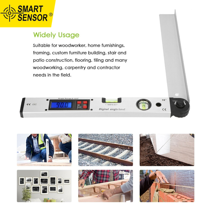 Smart Sensor 0-225 Degree Digital Angle Level Meter Angle Finder Gauge ...