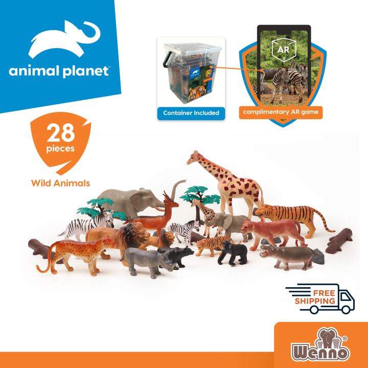Wenno x Animal Planet 28pcs Wild Animals playset in square bucket ...