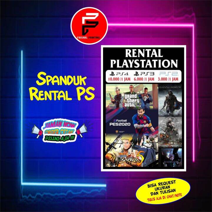 Banner Rental PS / Spanduk Rental PS / Spanduk Custom Ukuran 1 x 1,5 ...