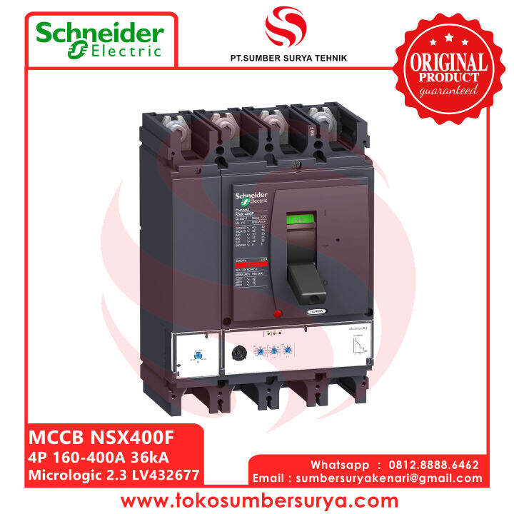 MCCB NSX400F 4P 160-400A 36kA Saklar Listrik ON OFF LV432677 SNI Asli ...