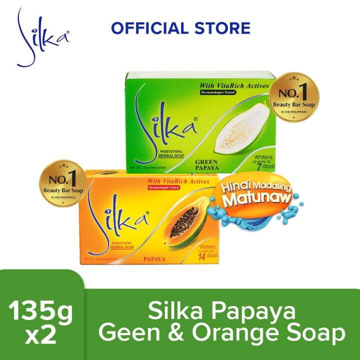 Silka Papaya Soap 135 + Silka Green Papaya Soap 135 | Lazada PH