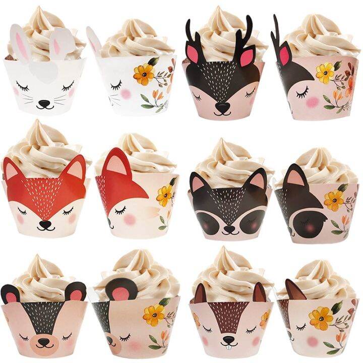 New Animals Cupcake Wrappers Cartoon Red Fox Rabbit Birthday Party ...