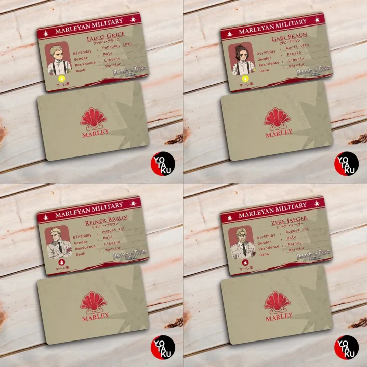 Kartu ID Card Anime ATTACK ON TITAN Marleyan Military Bisa Custom Nama ...