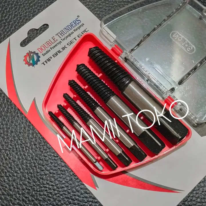 Hand tap balik set 6 pcs Alat buka baut patah rusak Screw extractor ...