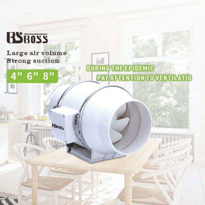 BSBOSS 4 inch 6 inch 8 inch diagonal flow pressurized duct fan bedroom ...