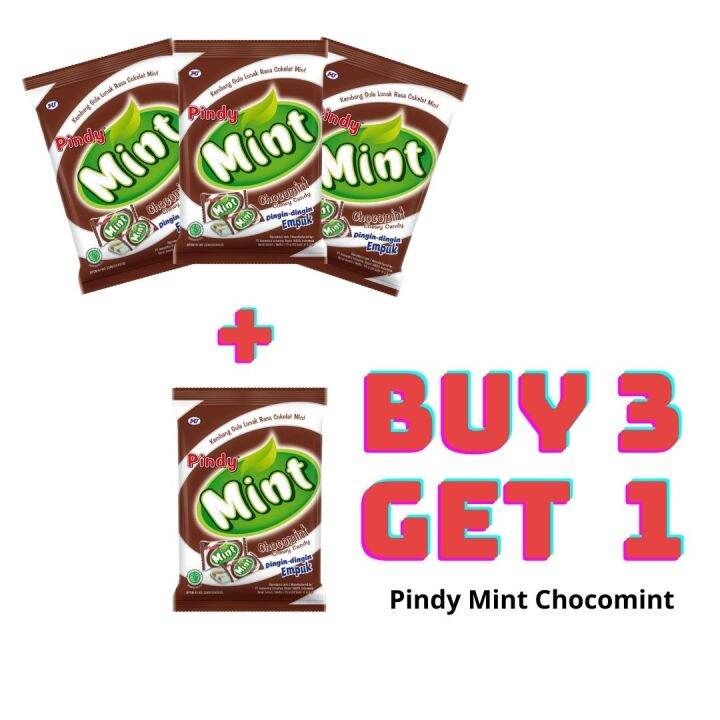 BUY 3 GET 1 Pindy Mint Chocomint Permen Kunyah Mint | Lazada Indonesia