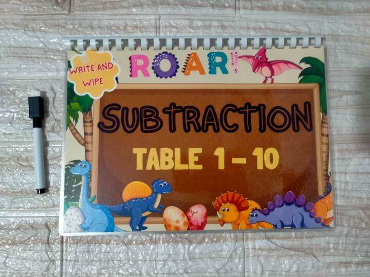 Subtraction Table 1-10 | Math Workbook | Write and Wipe MATH EXERCISES FOR KIDS | Lazada PH