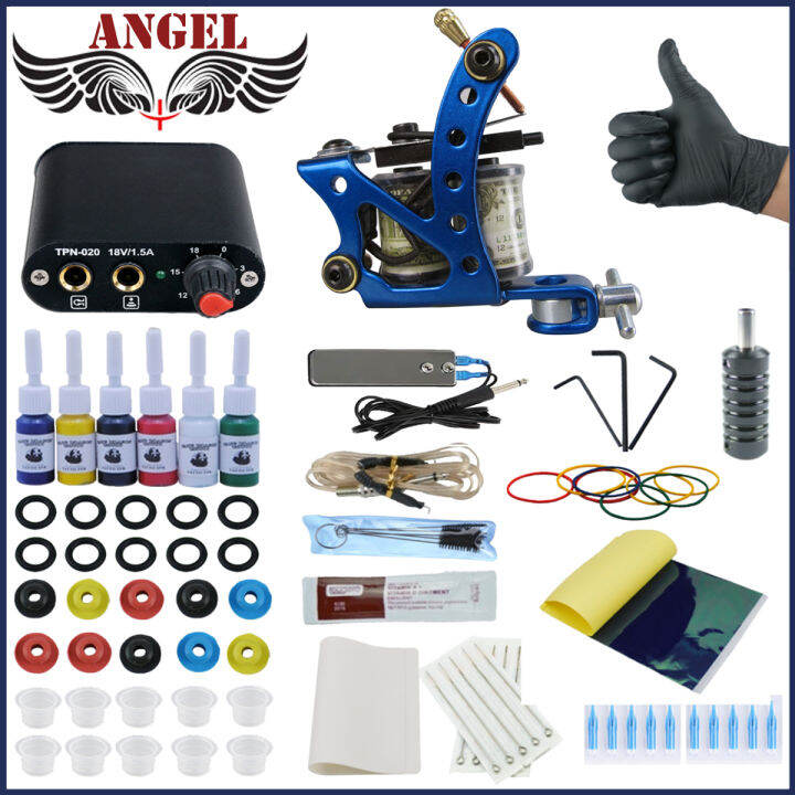Tattoo Coil Tattoo Power Kit Foot Switch Tattoo Clamp Beginner Supplies ...