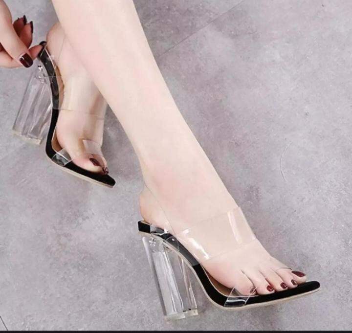 Sepatu sendal sendal Hak kaca sendal high heels Hak kaca 9cm tali mika ...