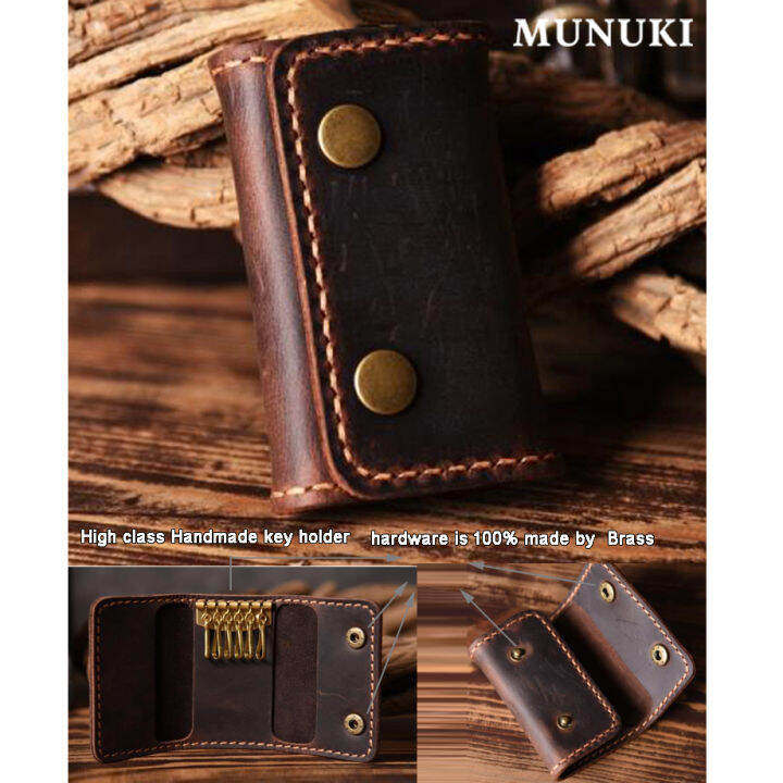 MUNUKI พวงกุญแจหนังแท้สไตล์วินเทจ,พวงกุญแจสำหรับผู้ชายกระเป๋าสตางค์หนัง ...