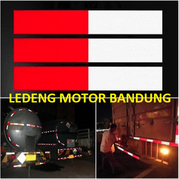 Sticker Reflektif Merah Putih Reflektor Pemantul Cahaya Lampu Box Truk ...