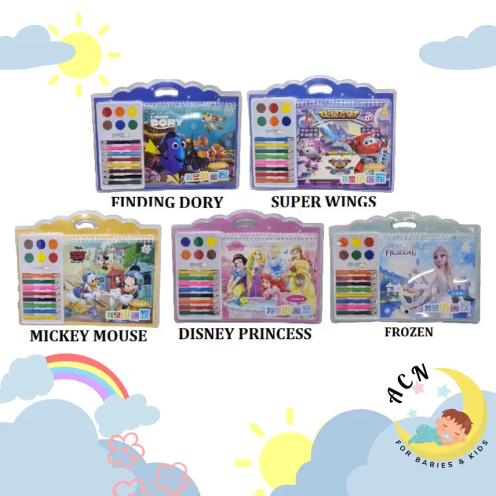 Educational Coloring Book Set with Water Color and Color Pencil | Lazada PH