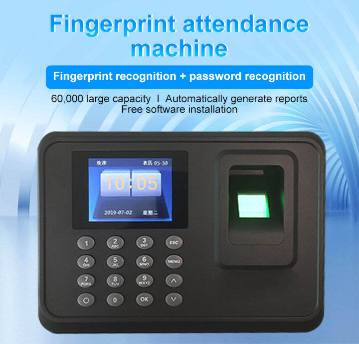 Fingerprint Attendance Machine Punch Card Machine Finger Print Time Attendance English Version ...